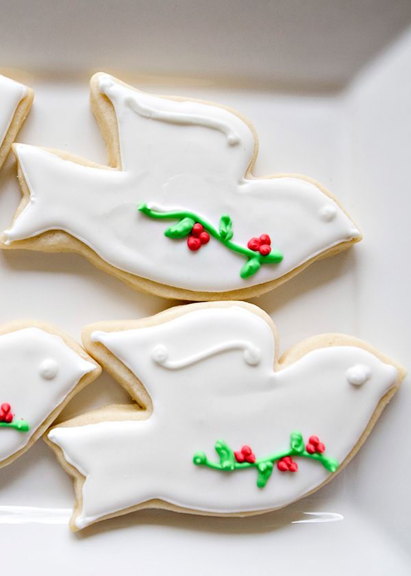 Christmas Dove Royal Icing Cookies | Baked Bree