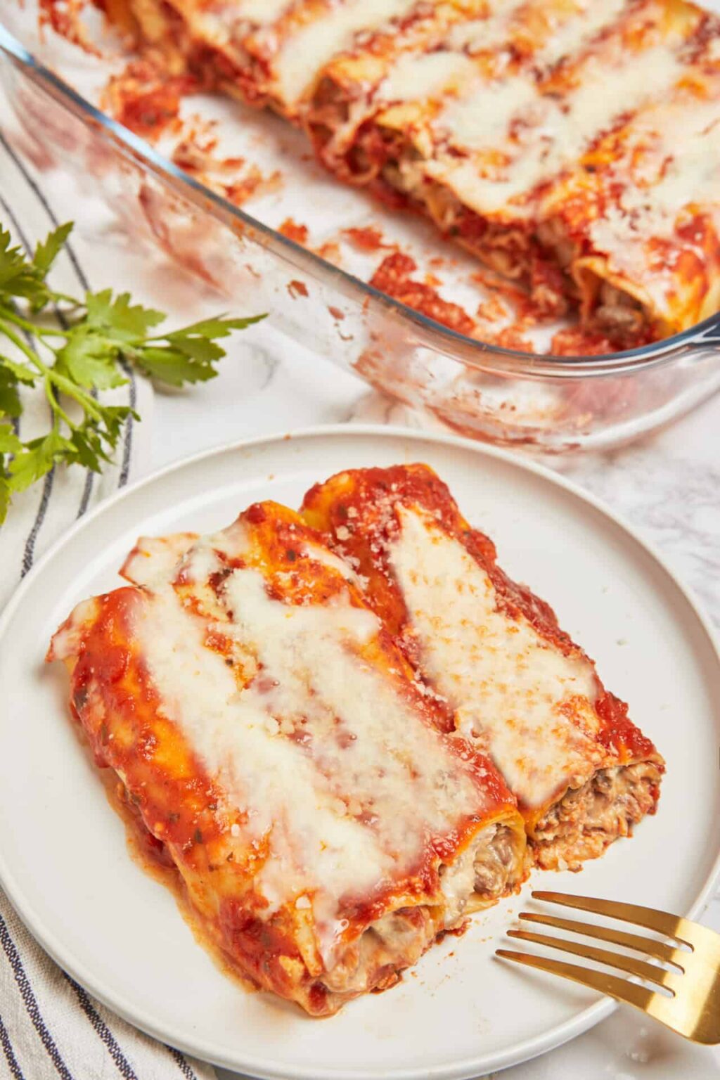 Meat Stuffed Manicotti | Baked Bree