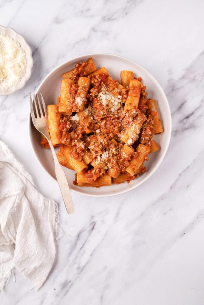 Rigatoni Bolognese Recipe | Baked Bree
