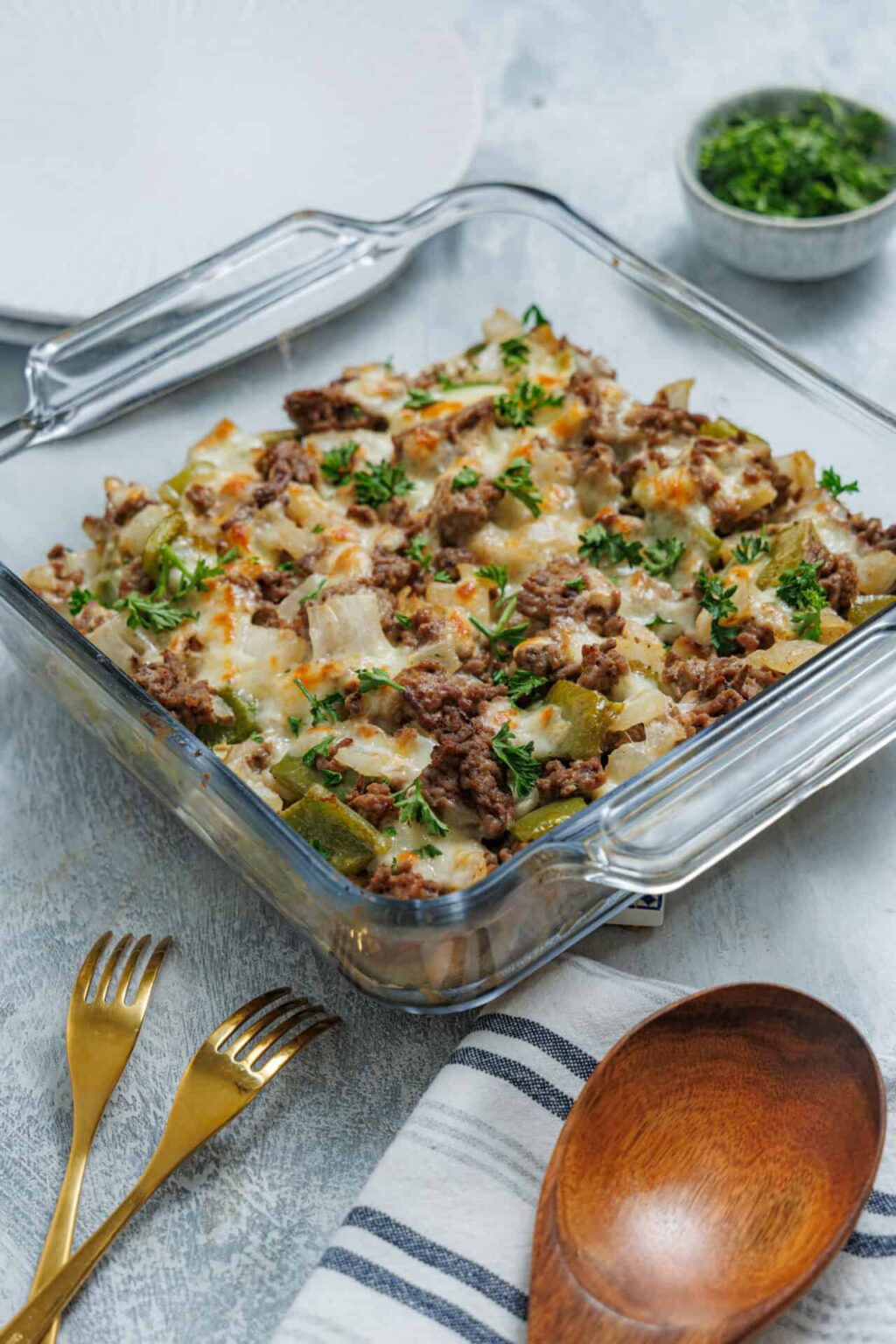 Philly Cheesesteak Casserole | Baked Bree