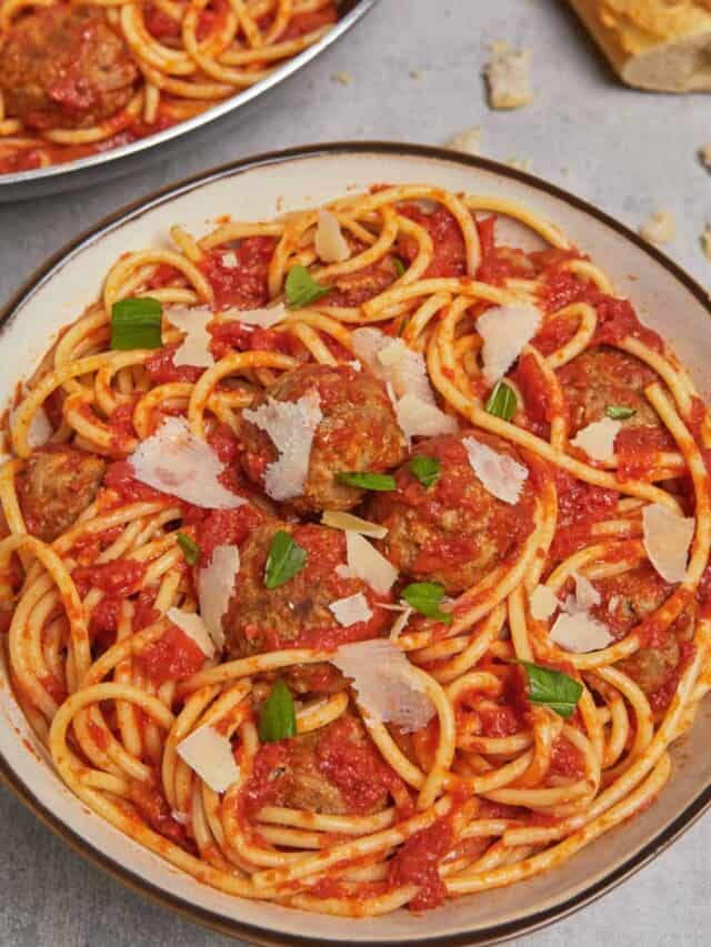 Meatball Pasta | Baked Bree