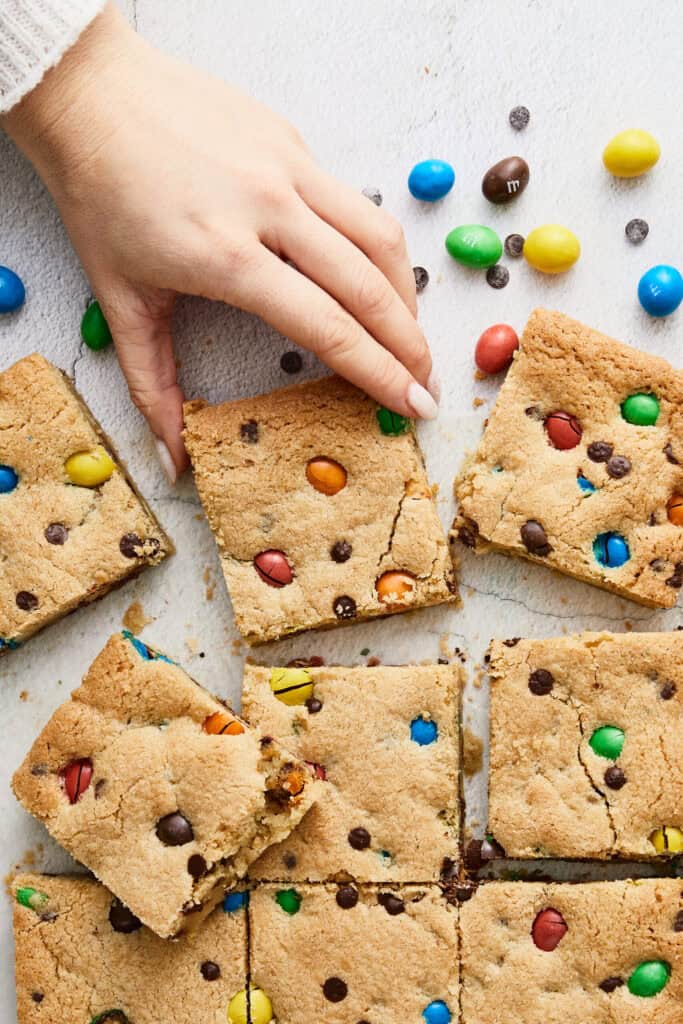 M&M Cookie Bars | Baked Bree
